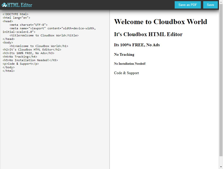 Cloudbox HTML Editor
